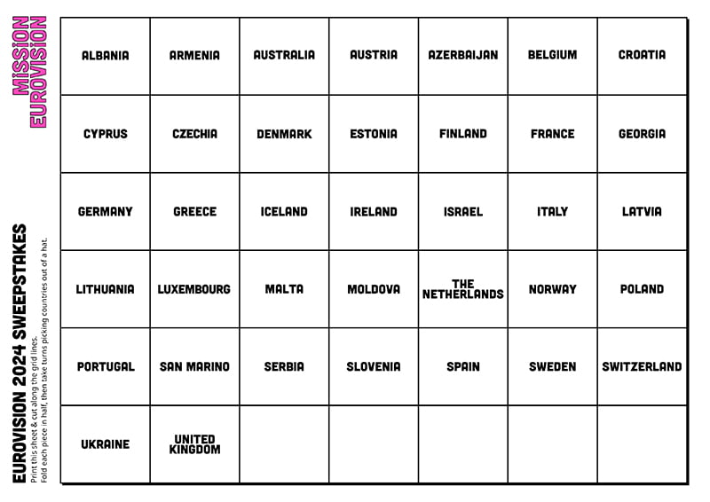 Eurovision 2024 Sweepstakes | Mission Eurovision