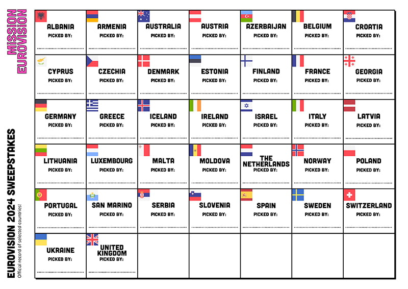 Eurovision 2024 Sweepstakes | Mission Eurovision